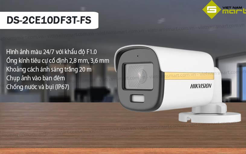 Camera HD-TVI Colorvu Hikvision DS-2CE10DF3T-FS | NEW