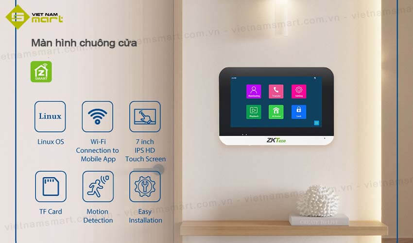 Bộ chuông cửa màn hình ZKTeco VK07-B51L Kit giá tốt 2024 ️