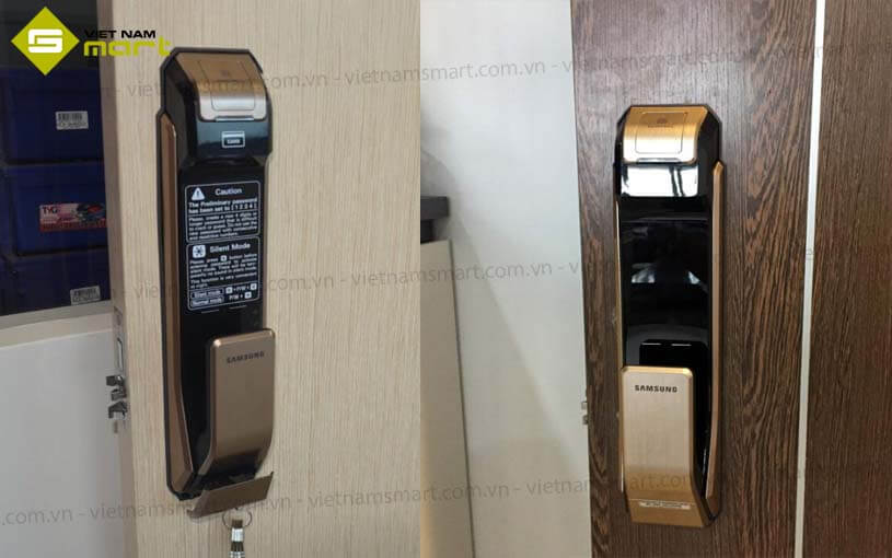 Khóa điện tử vân tay Samsung SHS-P718 Vàng - VietnamSmart